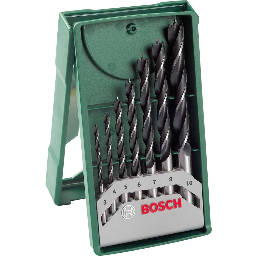 Bosch 7 Piece Mini X Line Brad Point Wood Drill Bit Set | Brad Point ...