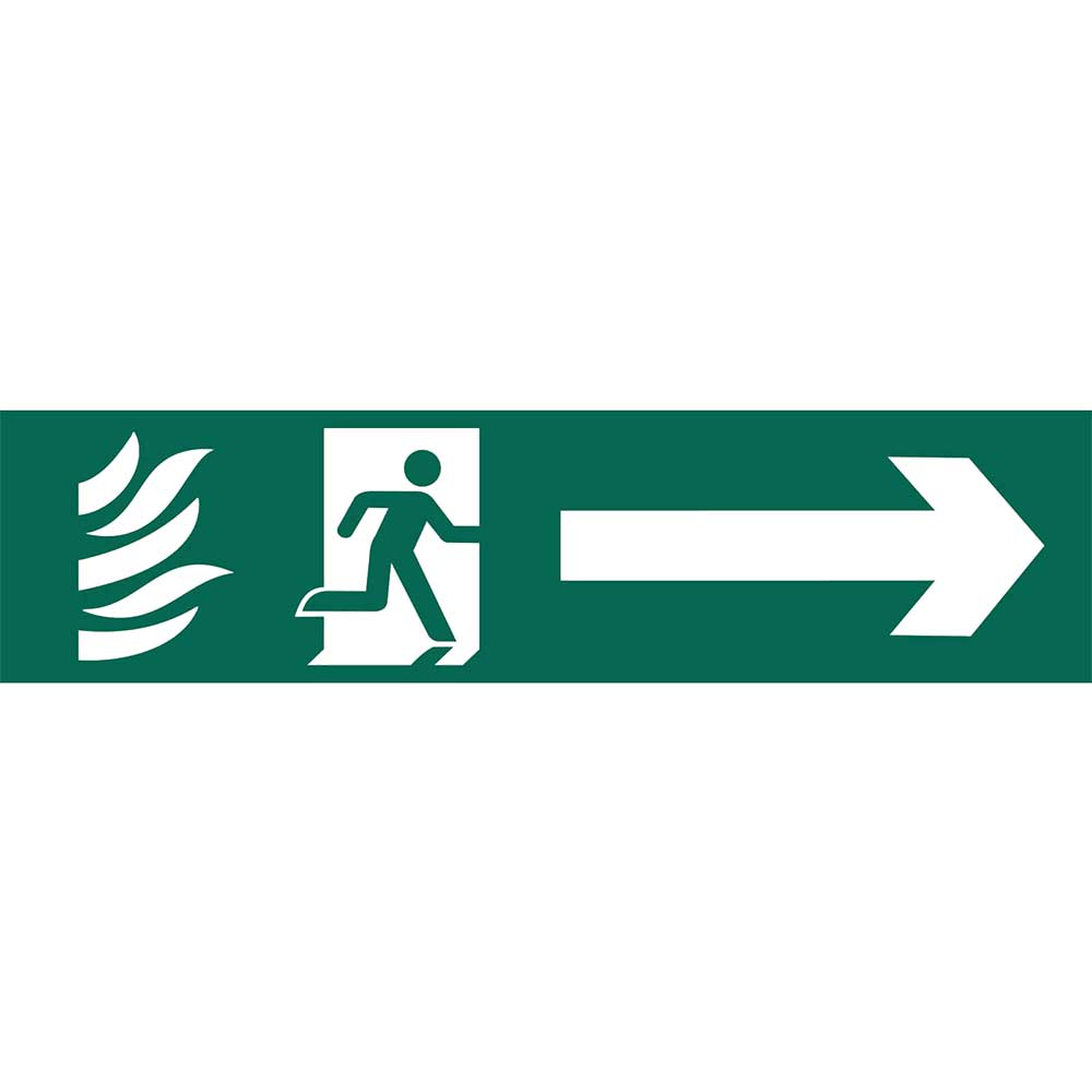 Draper Running Man Arrow Right Fire Safety Sign | Safety & Warning Signs