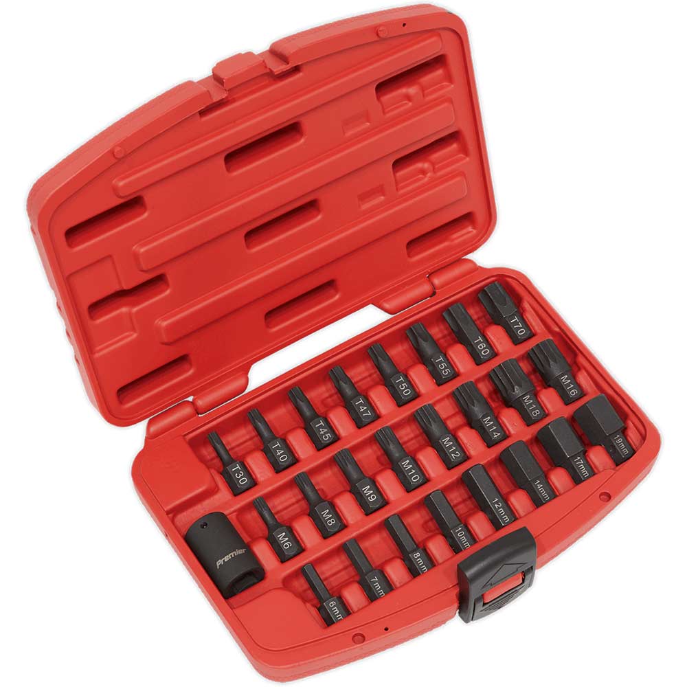 Sealey 25 Piece Impact Torx, Hex and Spline Socket Bit Set | Socket Sets