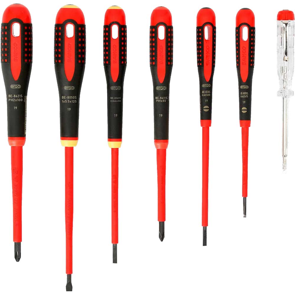 Bahco 7 Piece BE-9887S Ergo Vde Insulated Screwdriver Set | Screwdriver Sets