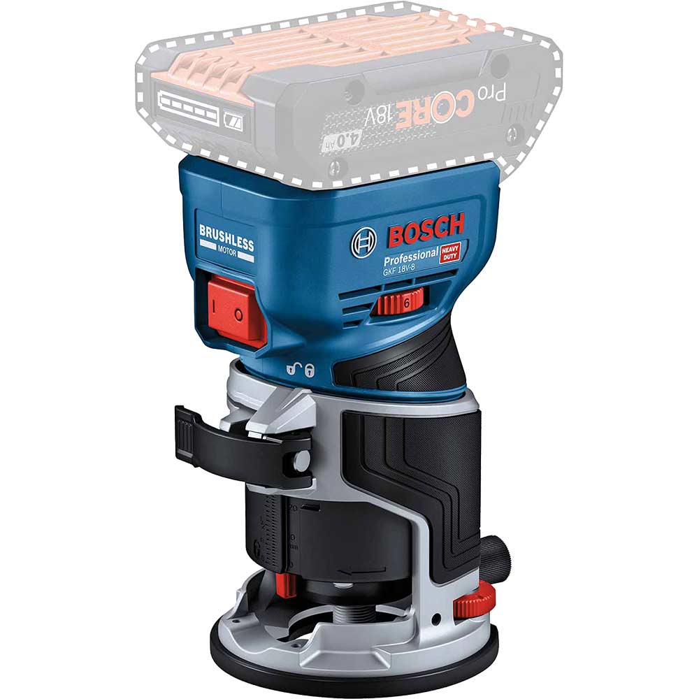 Bosch GKF 18V-8 18v Cordless Brushless 1/4" Palm Router | Palm Routers