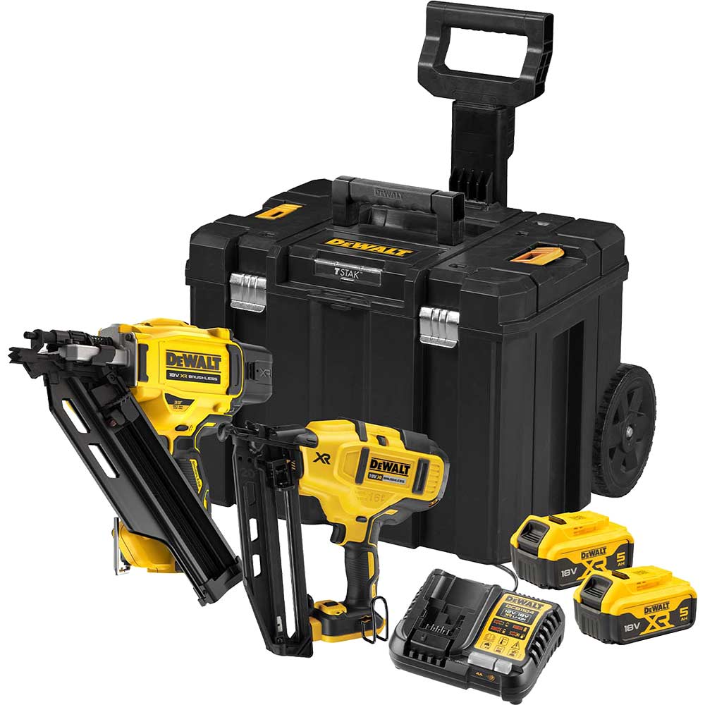 DeWalt DCK246P2T 18v XR Cordless Brushless Nail Gun Twin Pack | Nail Guns