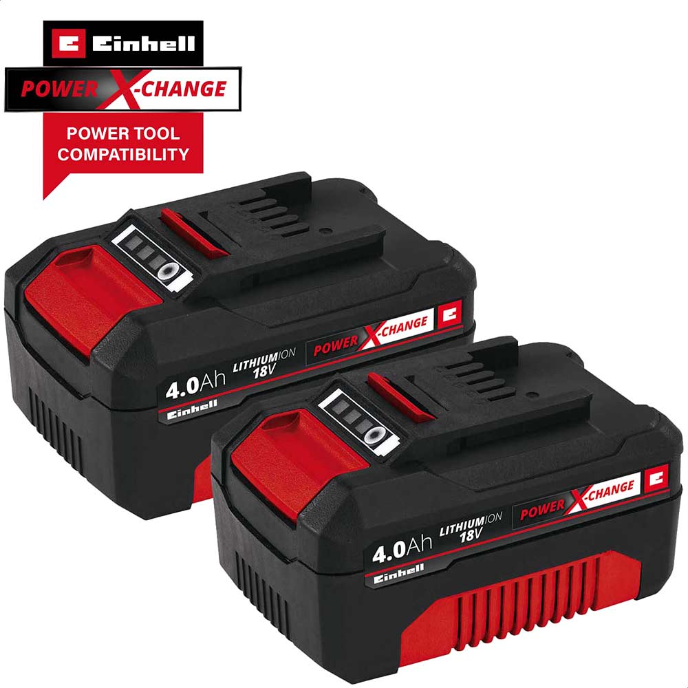 Einhell Genuine Power X-Change 18v Cordless Twin Pack Li-ion Batteries ...