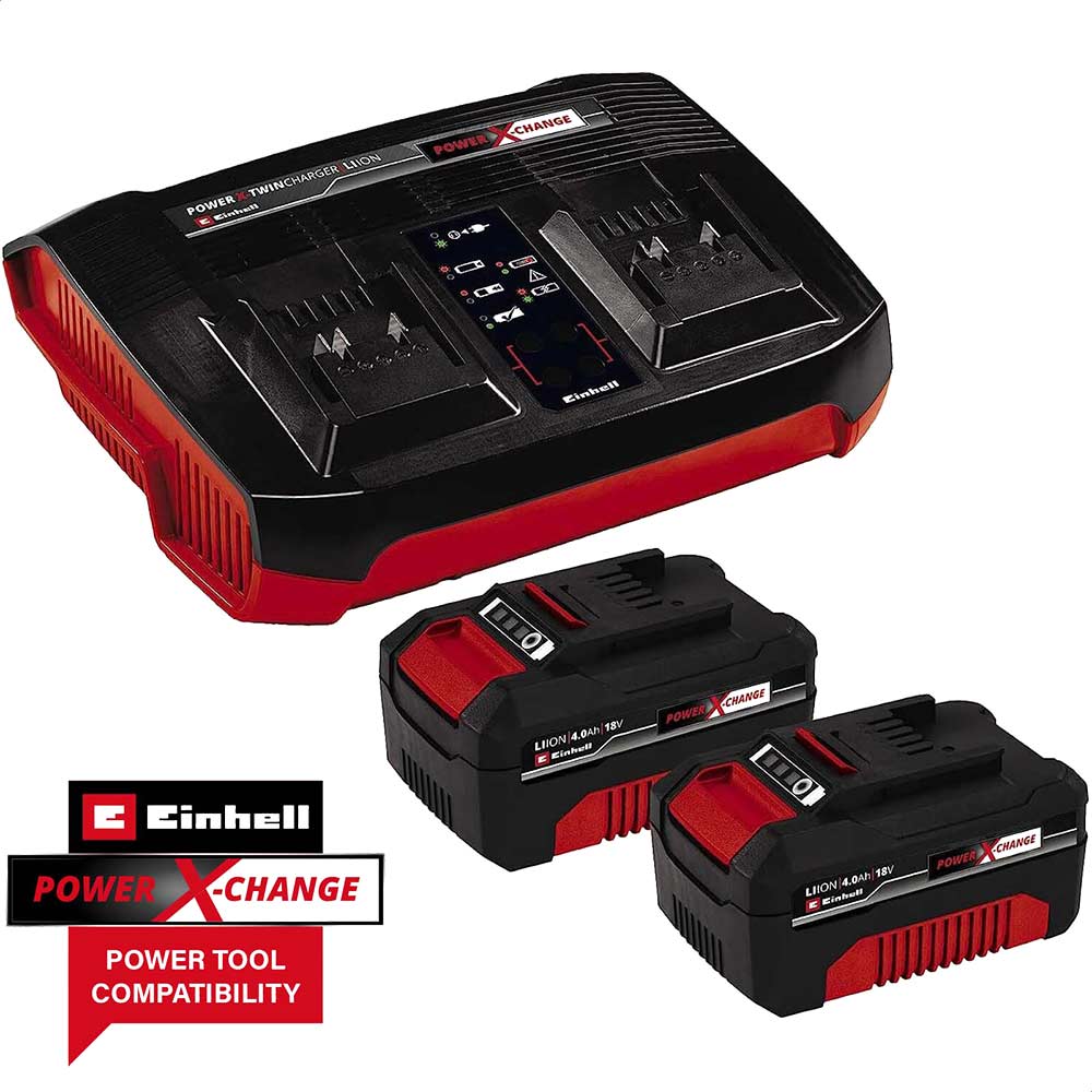 Einhell Genuine PXC 18v Cordless Twin Battery Charger and Li-ion ...