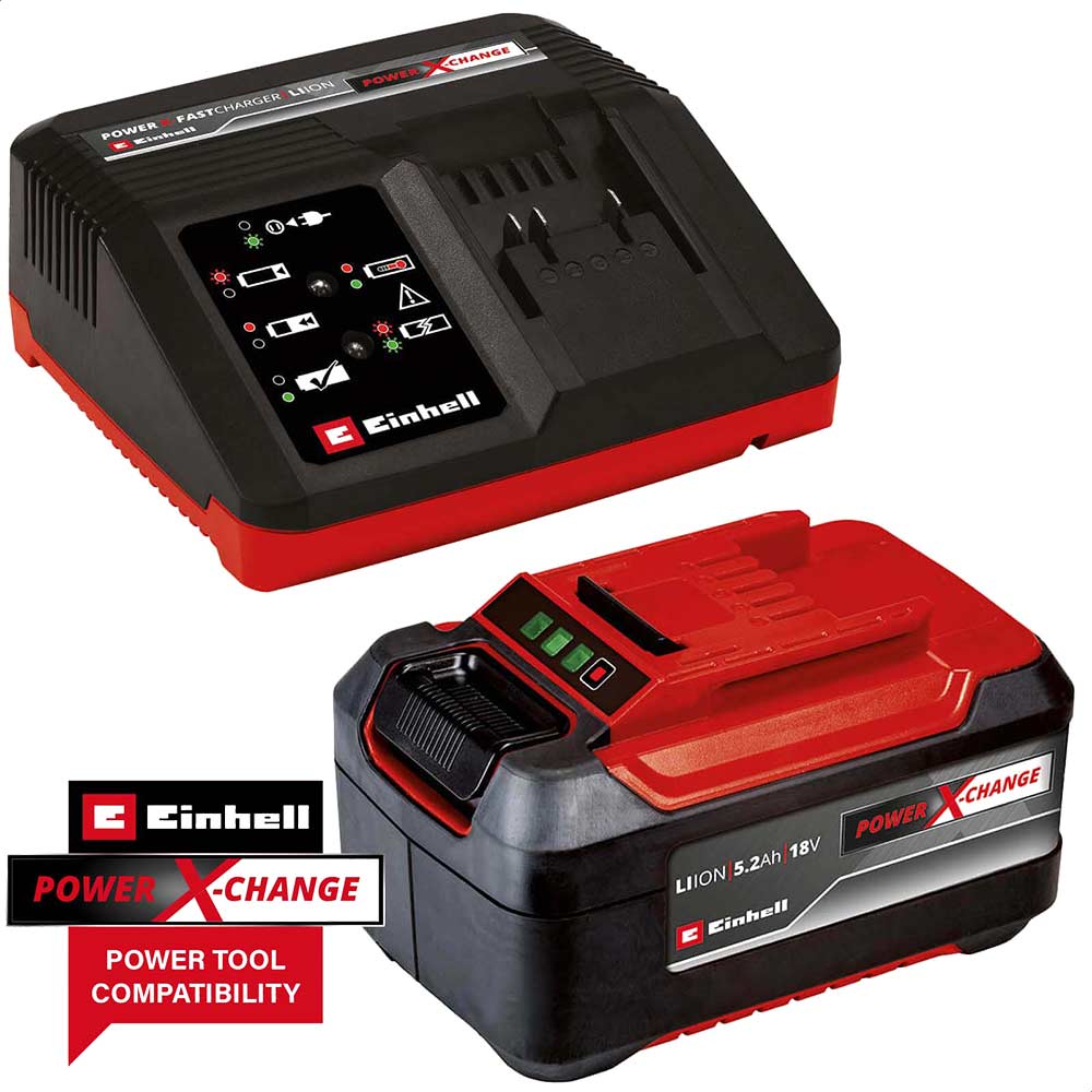 Einhell Genuine PXC 18v Cordless Slim Plus Li-ion Battery 5.2ah and ...