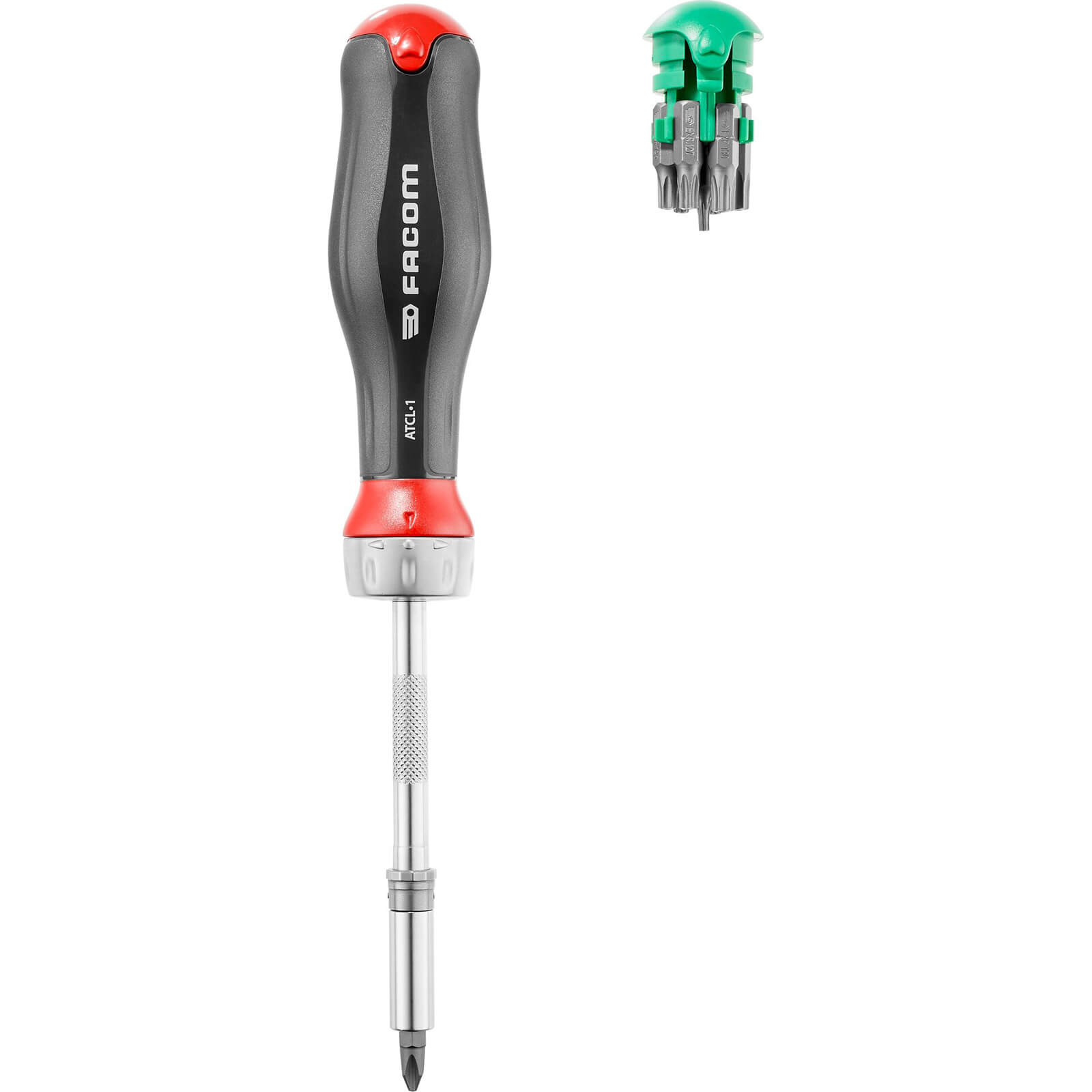 Facom ATCL.1 ProTwist 3 in 1 Ratchet Screwdriver and 15 Piece Bit Set ...