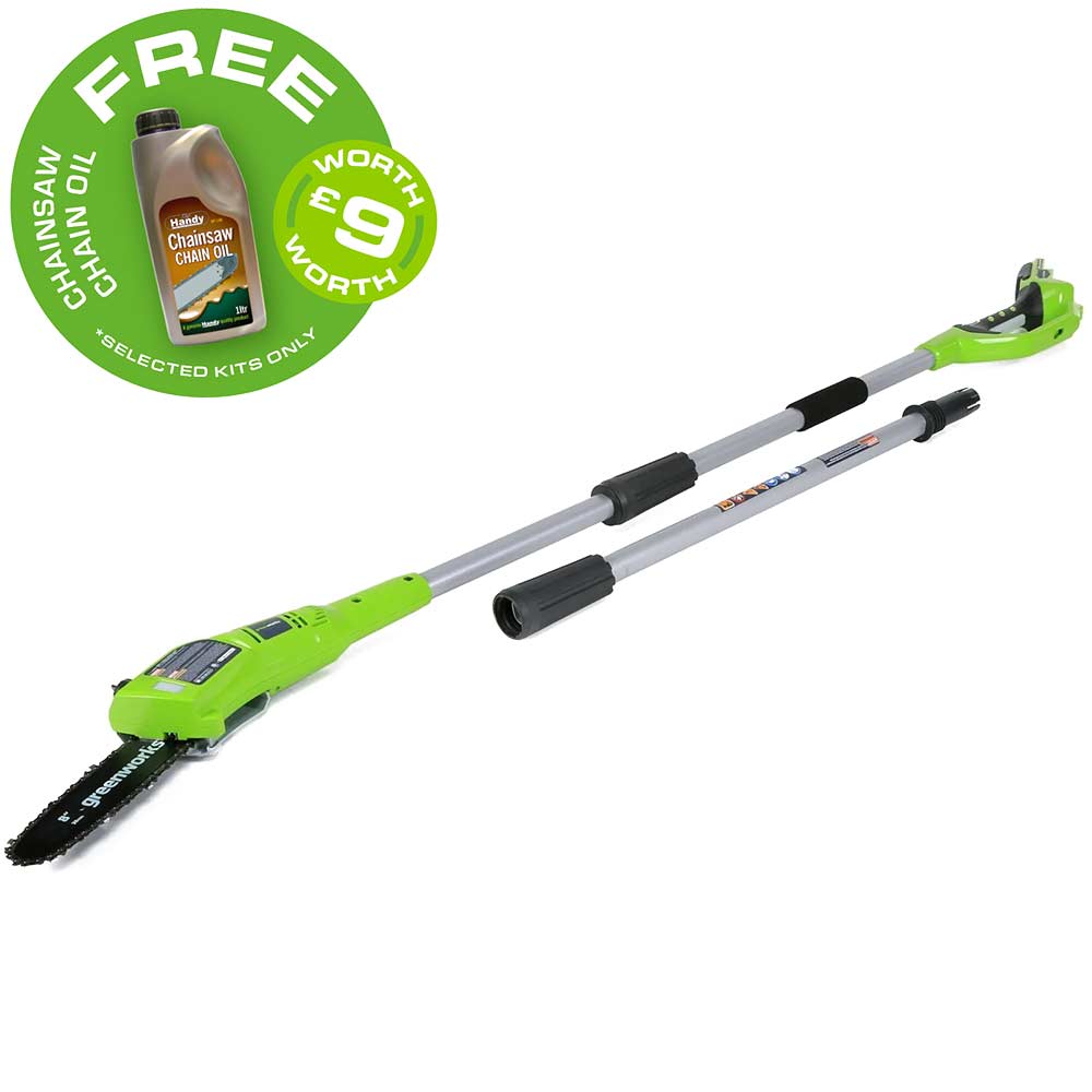 Greenworks G24PS 24v Cordless Telescopic Pole Tree Pruner | Pole & Tree ...