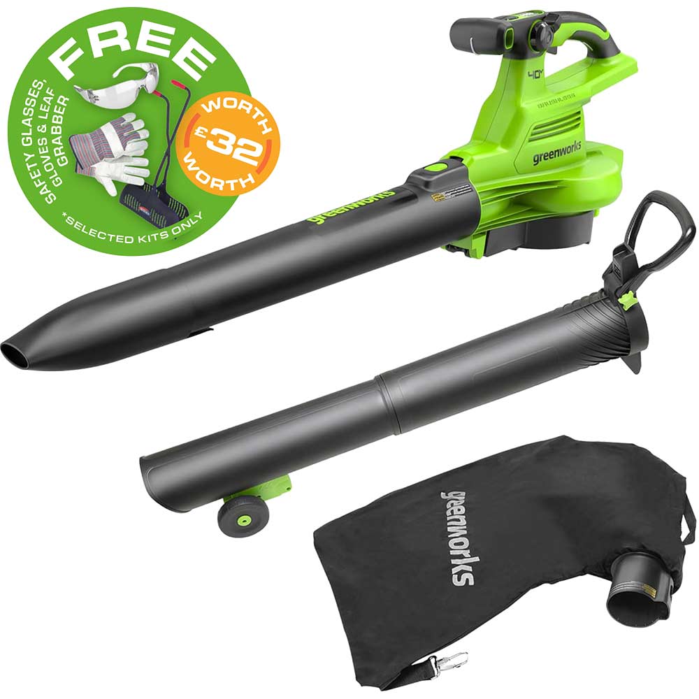 Greenworks GD40BVII 40v Cordless Brushless Leaf Blower Vacuum | Leaf ...
