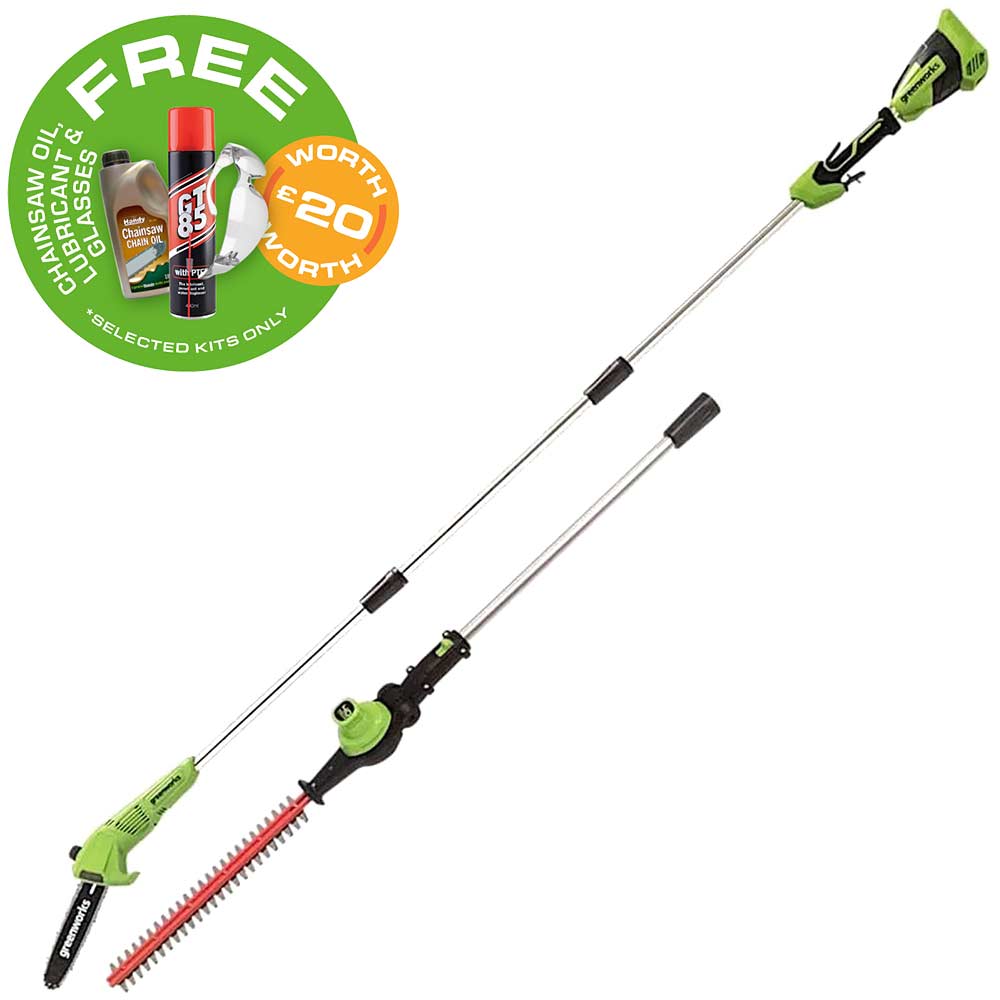 Greenworks GD40PSH 40v Cordless Brushless Pole Tree Pruner and Hedge ...