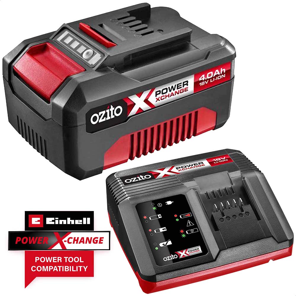 Ozito Genuine PXC 18v Cordless Li-ion Battery 4ah and Fast Charger ...