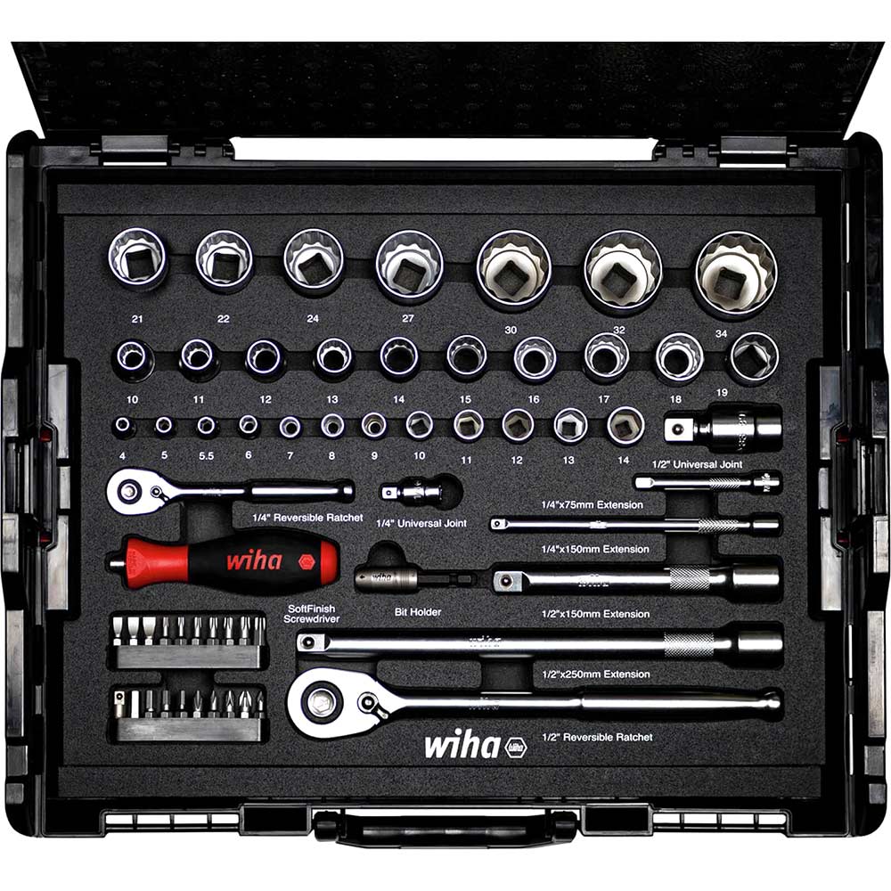 Wiha 60 Piece Combination Drive Socket Set in L-BOXX | Socket Sets