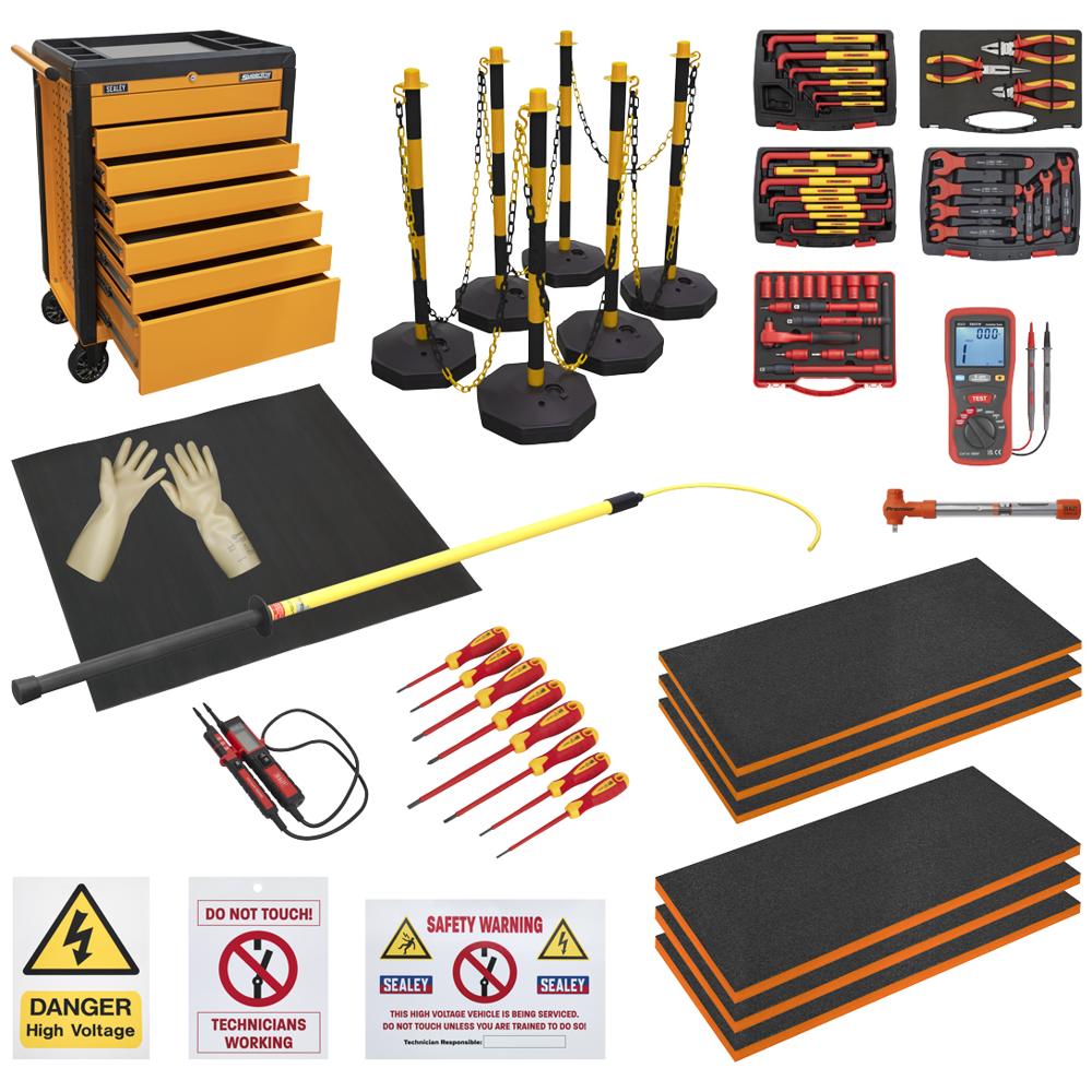 Sealey EV / Hybrid Vehicle Master Tool Kit and 7 Drawer Roller Cabinet ...